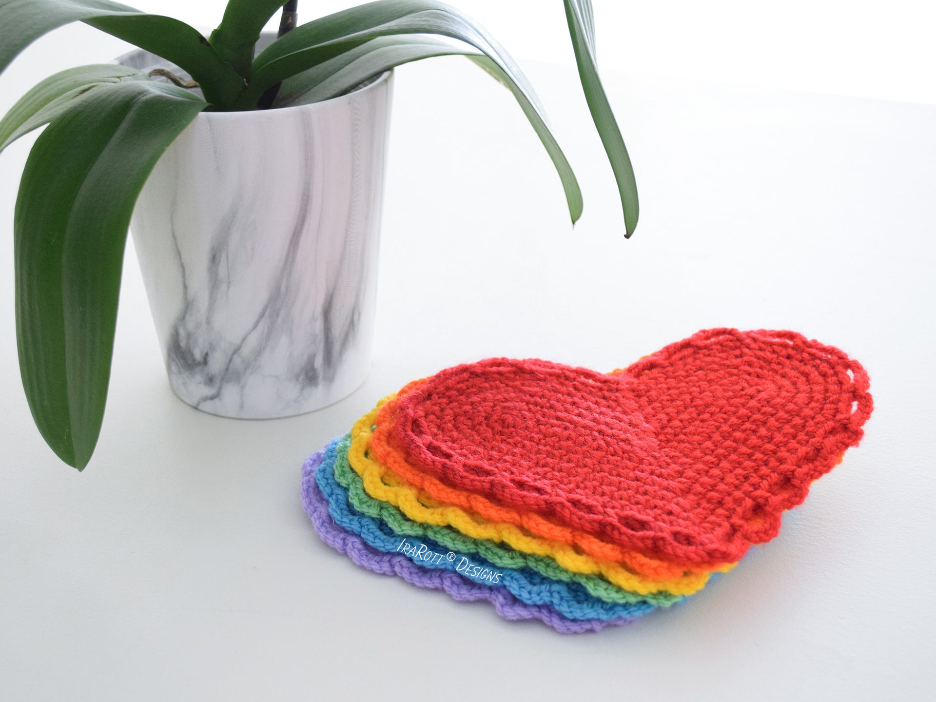 crochet heart coaster tutorial