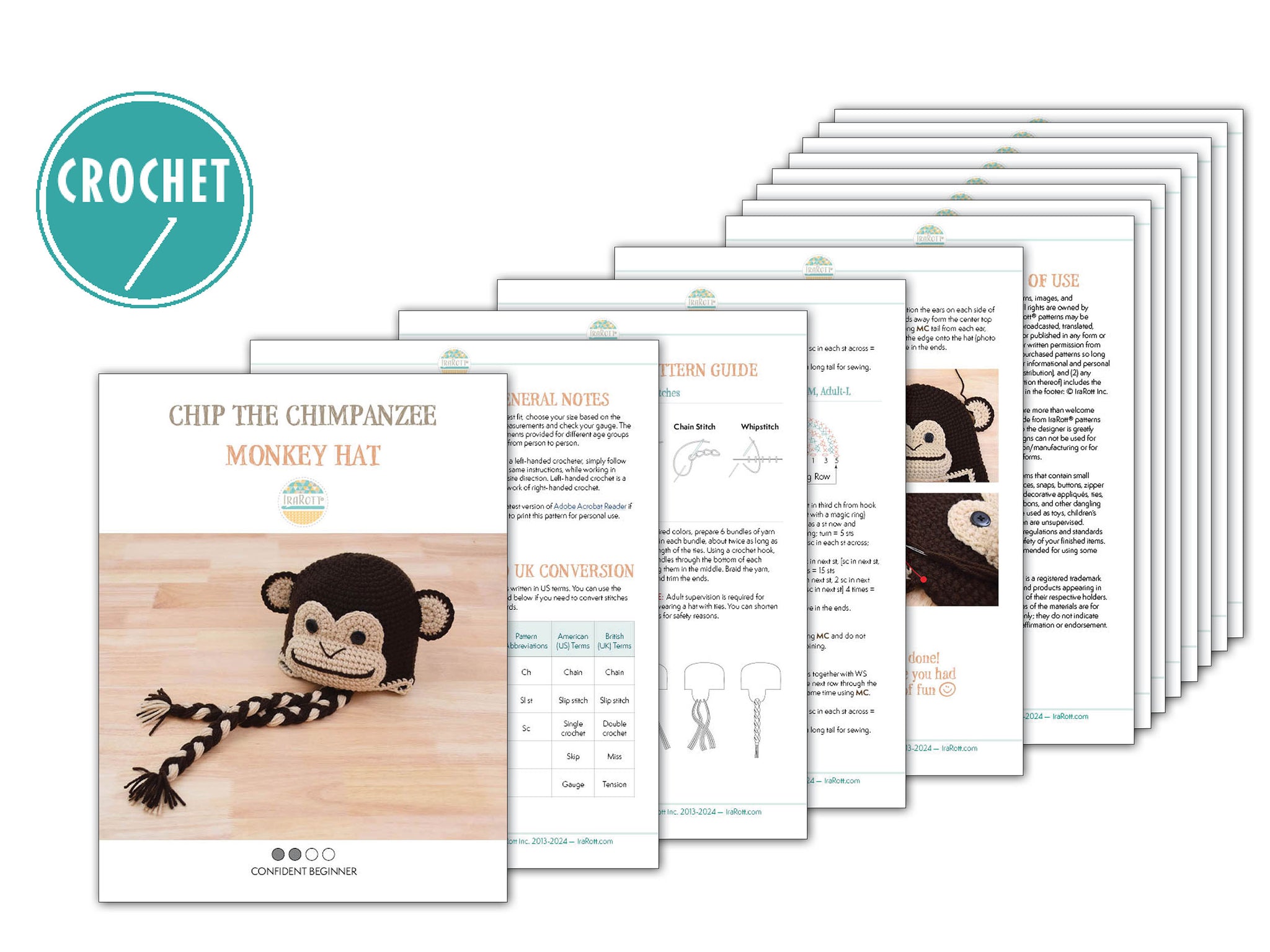 Chip The Chimpanzee Monkey Hat Crochet Pattern – IraRott Designs