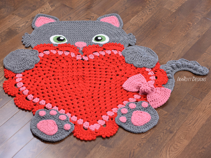 Kitty Cat With Heart Rug Crochet Pattern – IraRott Designs